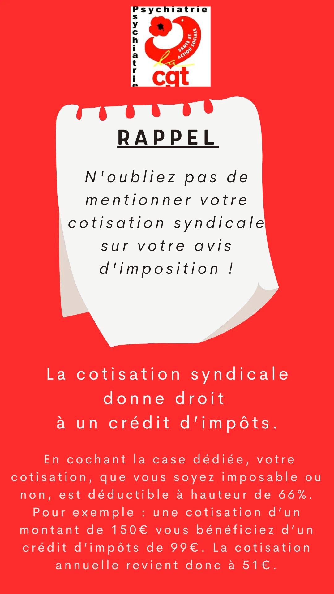 Vos cotisations syndicales sont déductibles de vos impôts | CGT du CPN