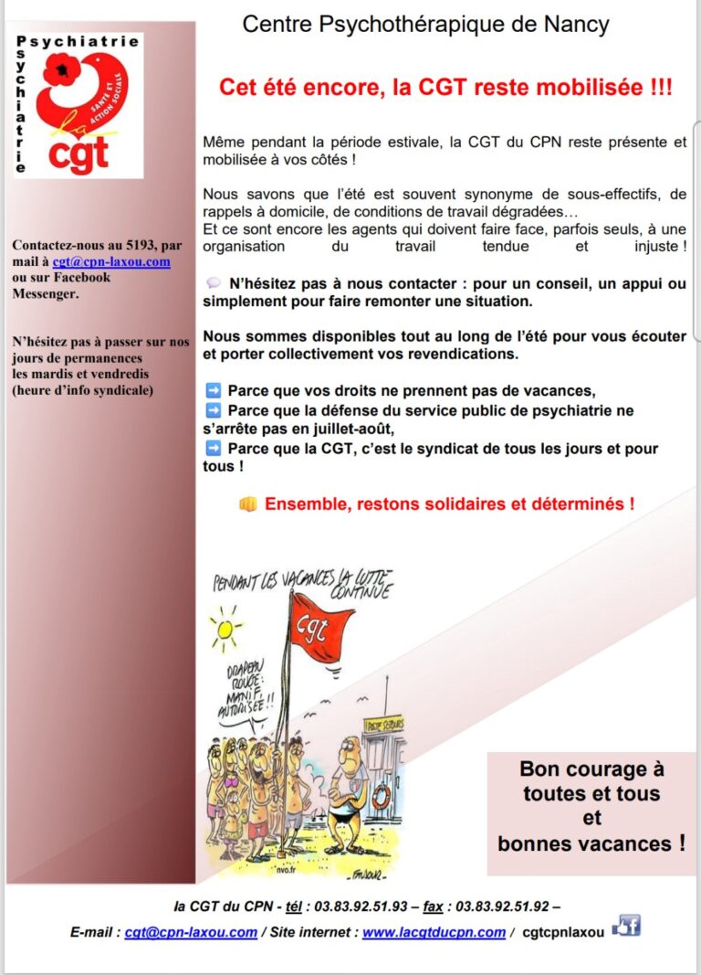 La CGT à votre service tout au long de l’été | CGT du CPN